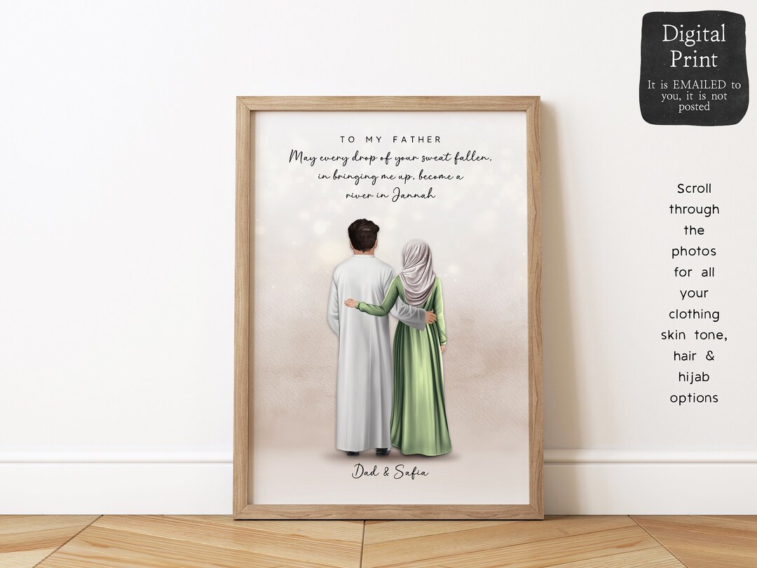 Muslim Dad & Daughter Print Islamic Dad Birthday Gift Muslim Dad Gift ...