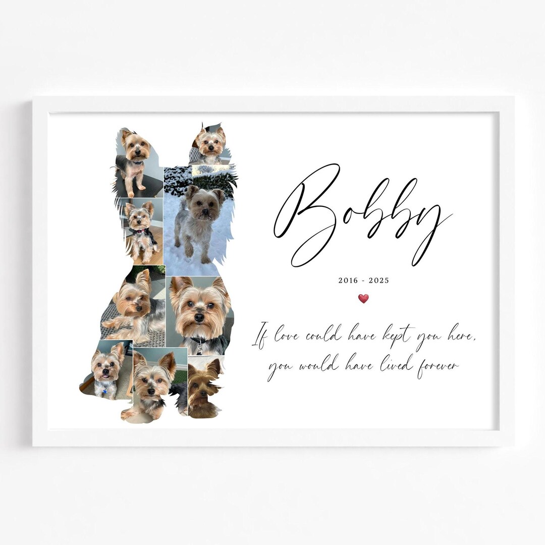 Yorkie Memorial Photo Collage Print | Dog Loss Gift | Sympathy Gift for ...