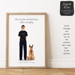 Police Officer & Pet Print | Police Dog Print | K9 Portrait | Patrol ...