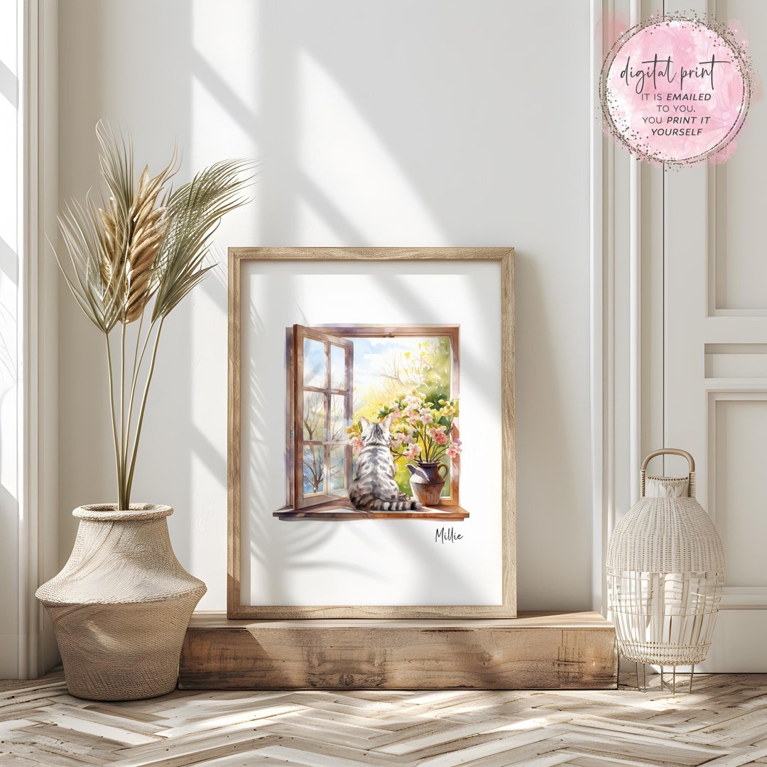 Personalised Cat Print | Cat Wall Art | Pet Keepsake | Cat Memorial ...