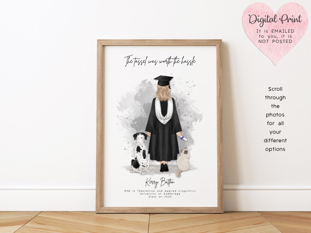 Personalised Graduation & Pet Print Dog Owner Graduation Gift Daughter ...