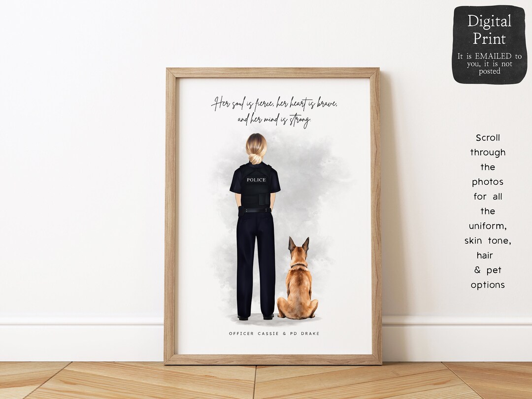 Police Officer & Pet Print | Police Dog Print | K9 Portrait | Patrol ...