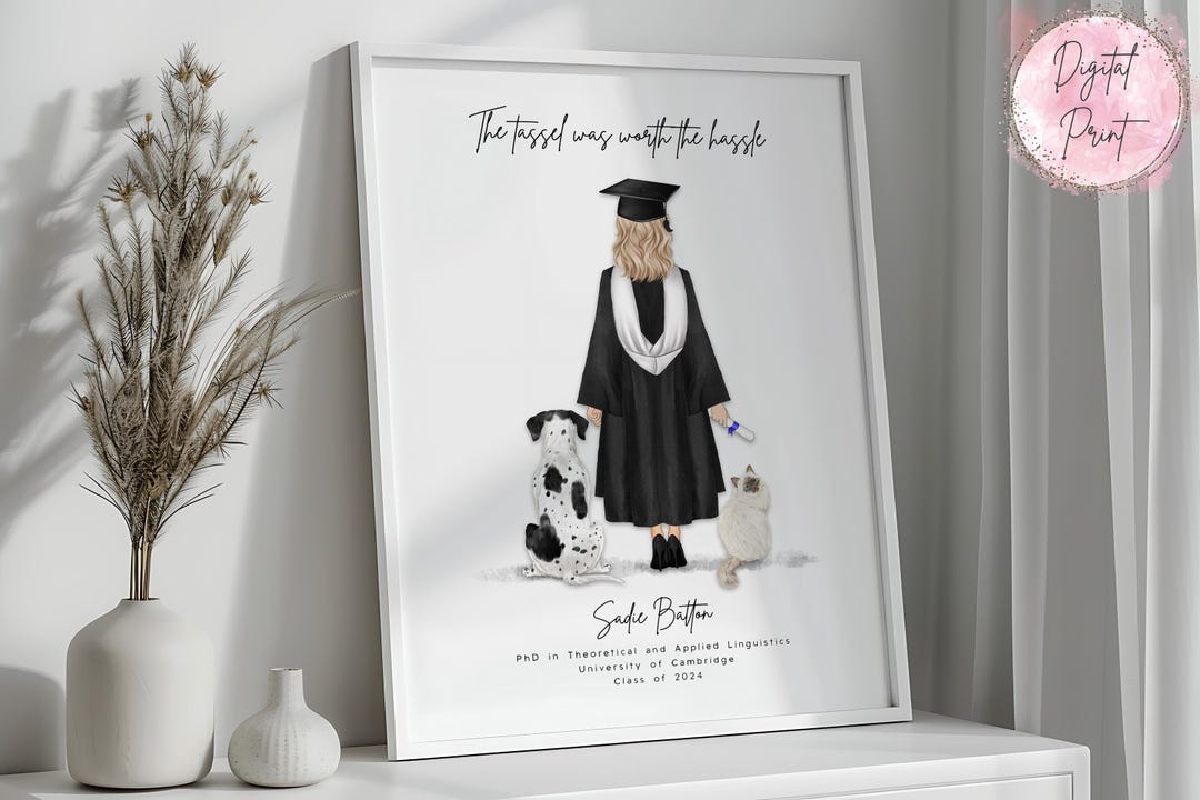 Personalised Graduation & Pet Print | Dog Owner Graduation Gift ...