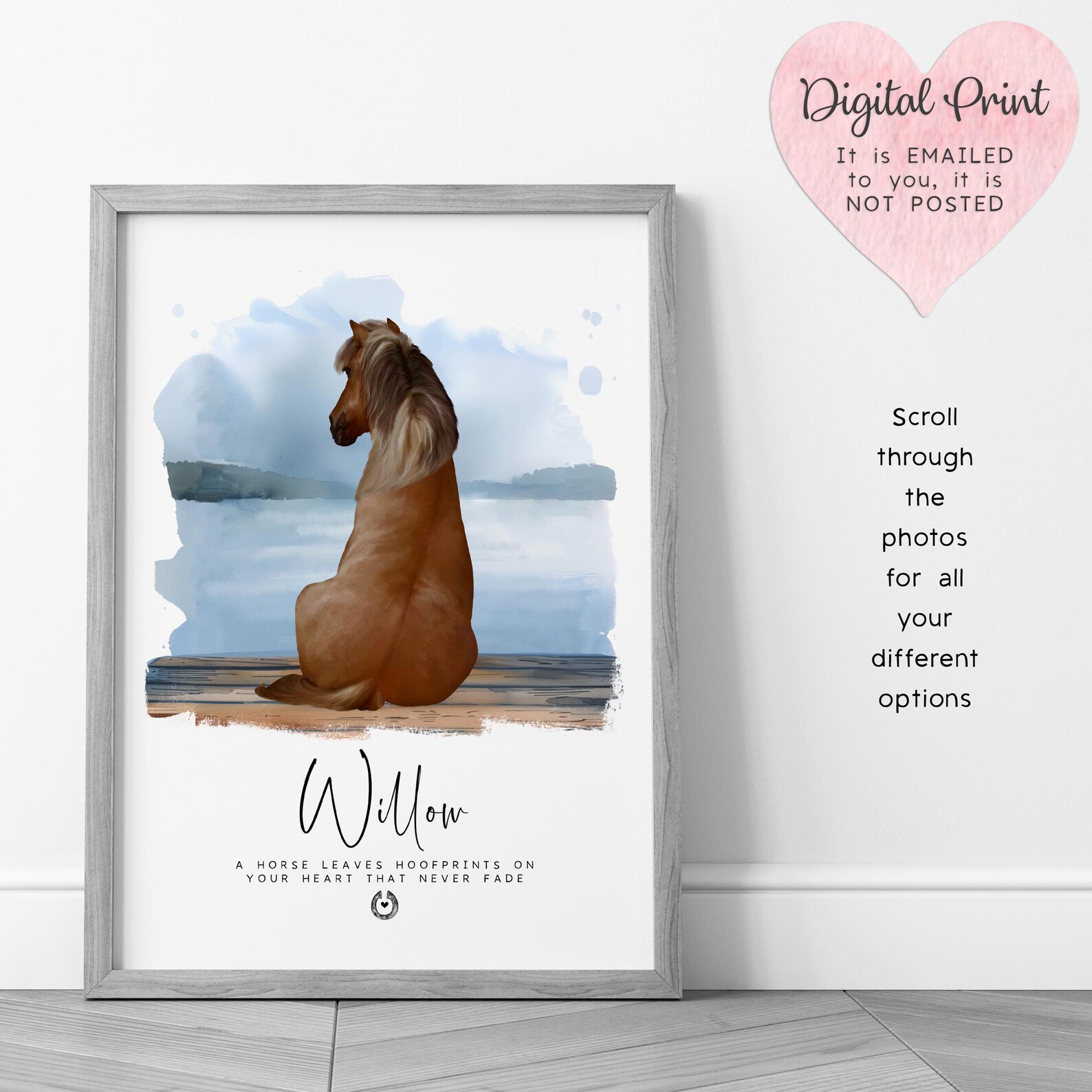 Personalised Horse Loss Print Horse Loss Bereavement Horse Portrait ...
