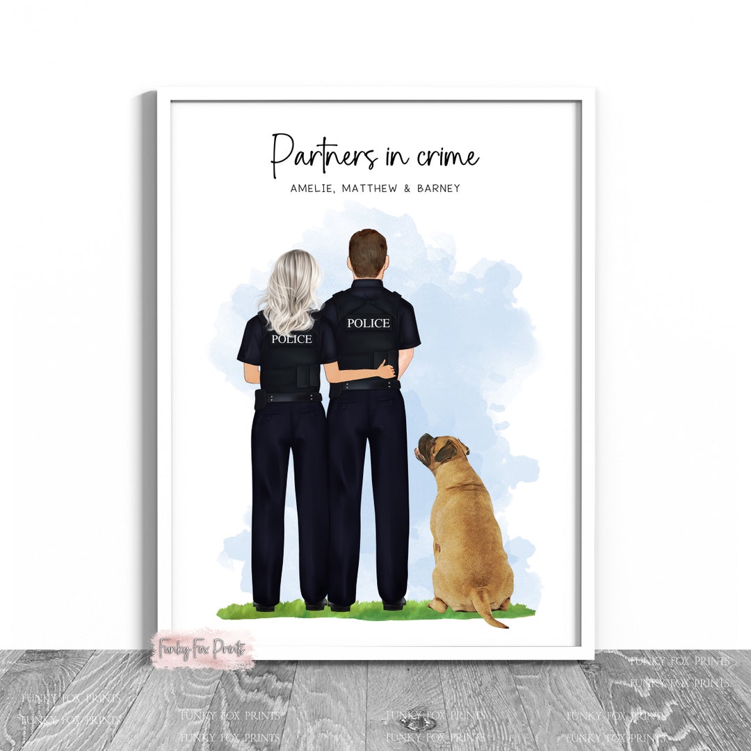 Police Officer Couple Print Law Enforcement Gift Engagement Gift Paper ...