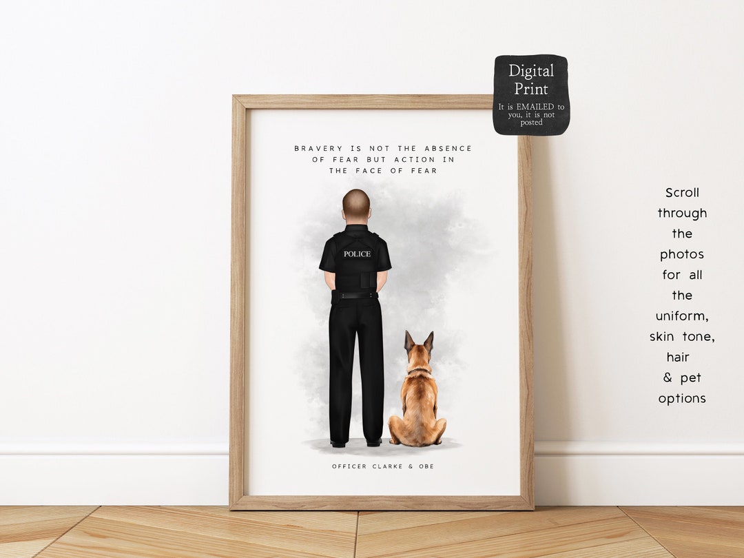 Police Officer & Pet Print | Police Dog Print | K9 Portrait | Patrol ...