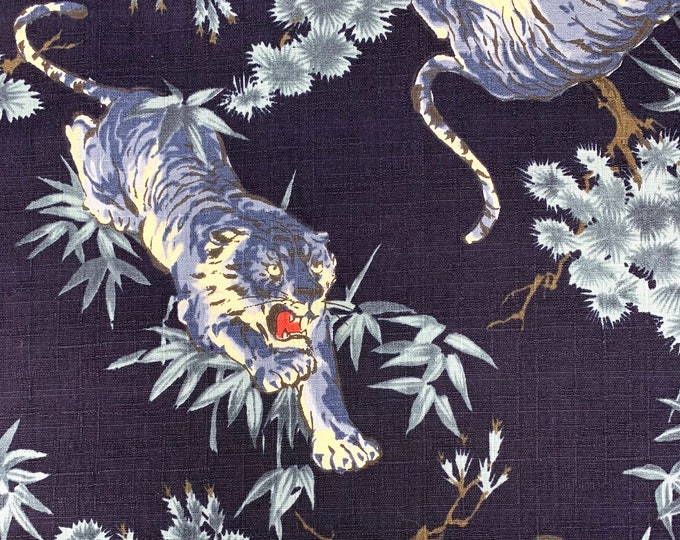 Tiger Print Fabric Chinoiserie Textile Yardage Livingroom Chinese Decor ...