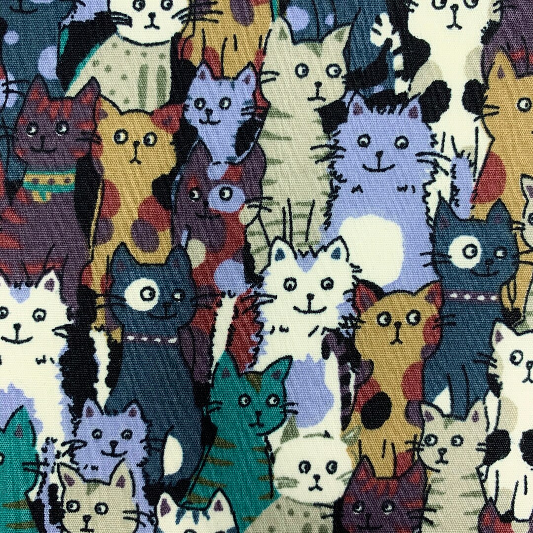 Cat Fabric, Cats Material, Kitten Animal Print, Cotton Poplin, Craft ...