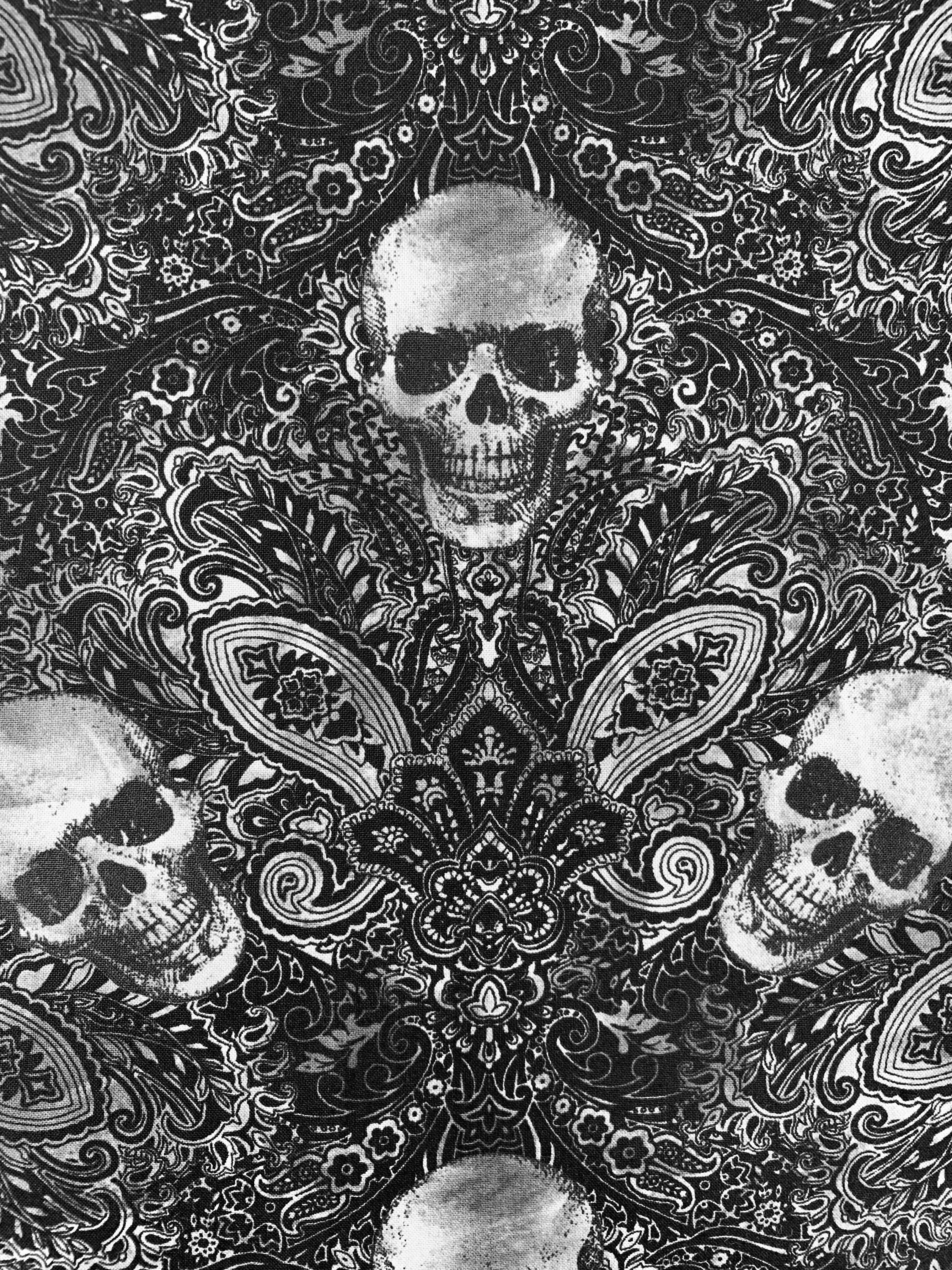 Skull Fabric Halloween Fabric Gothic Fabric Victorian | Etsy