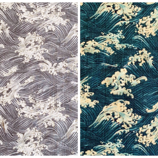 Japanese Wave Fabric - Etsy