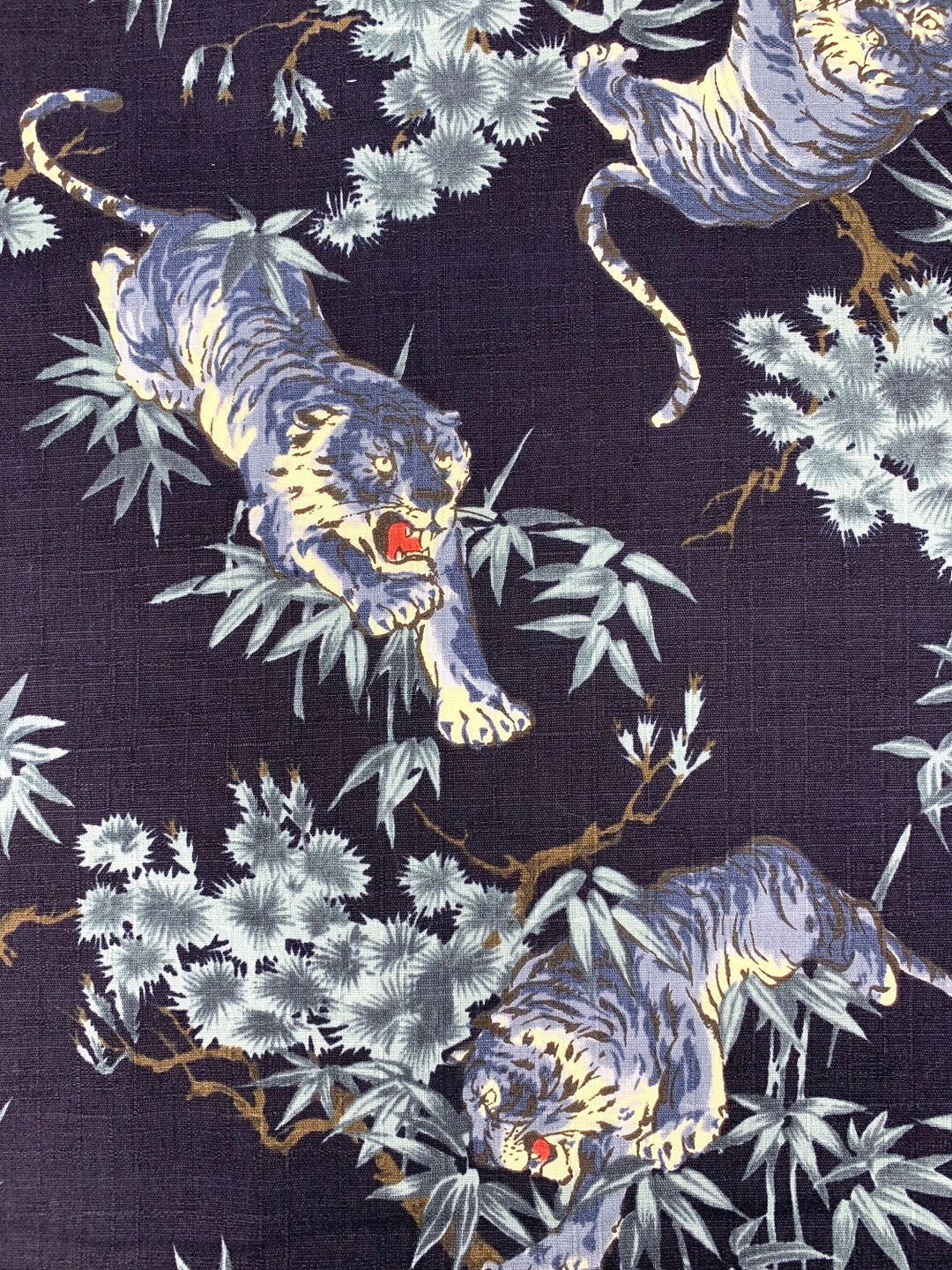 Tiger Fabric, Tattoo Blue Japanese Chinese Oriental Cotton, Jungle - Etsy