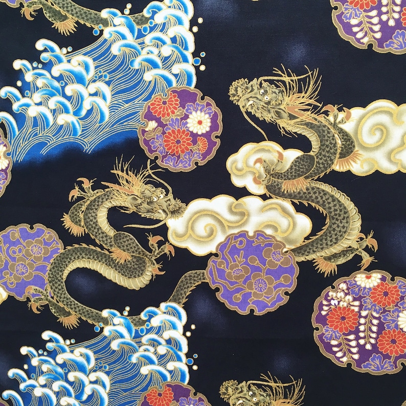 Dragons Fabric Japanese Chinese Asian or Oriental Fabric - Etsy UK
