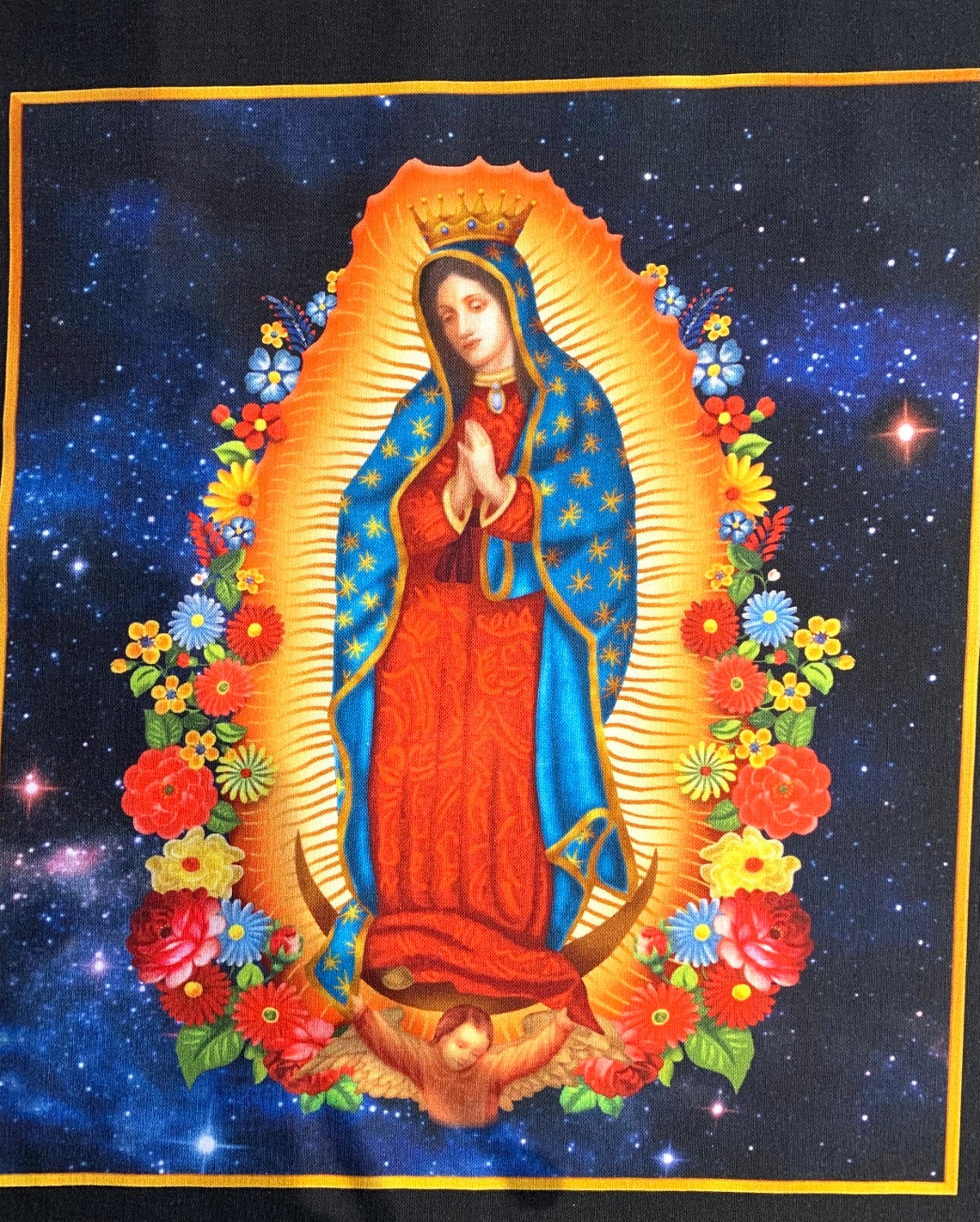 Virgin Lady of Guadalupe Fabric Panels, Nuestra Señora, Mary Fabric ...