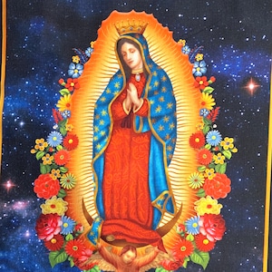 Virgin Lady of Guadalupe Fabric Panels, Nuestra Señora, Mary Fabric ...
