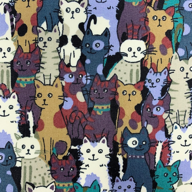 Cat Fabric, Cats Material, Kitten Animal Print, Cotton Poplin, Craft ...