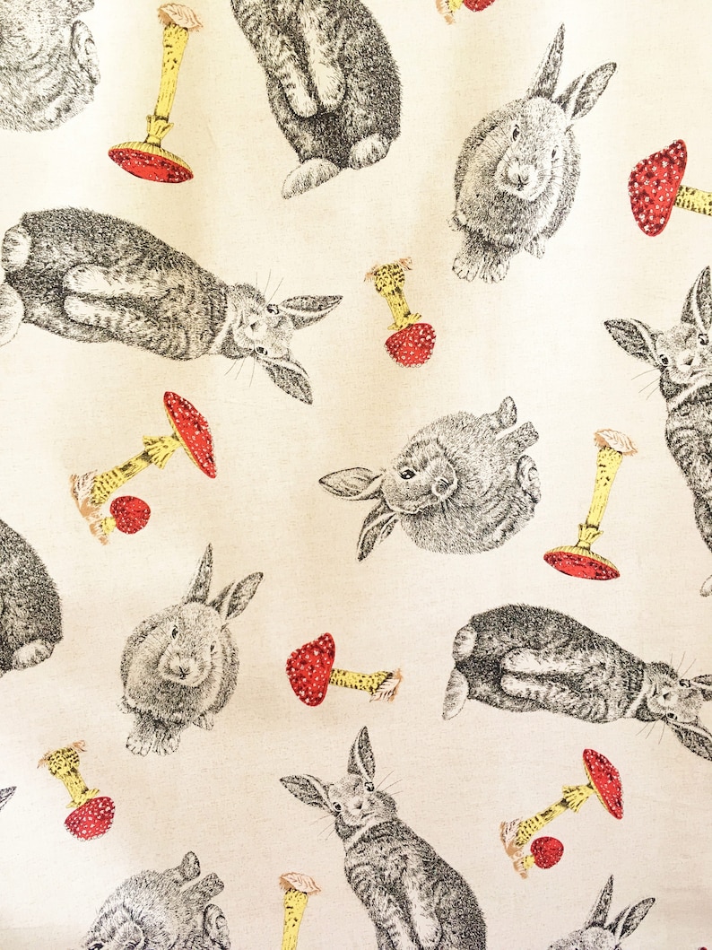 Rabbit Fabric, Rabbits & Toadstools, Bunny Fabric, Country Fabric ...