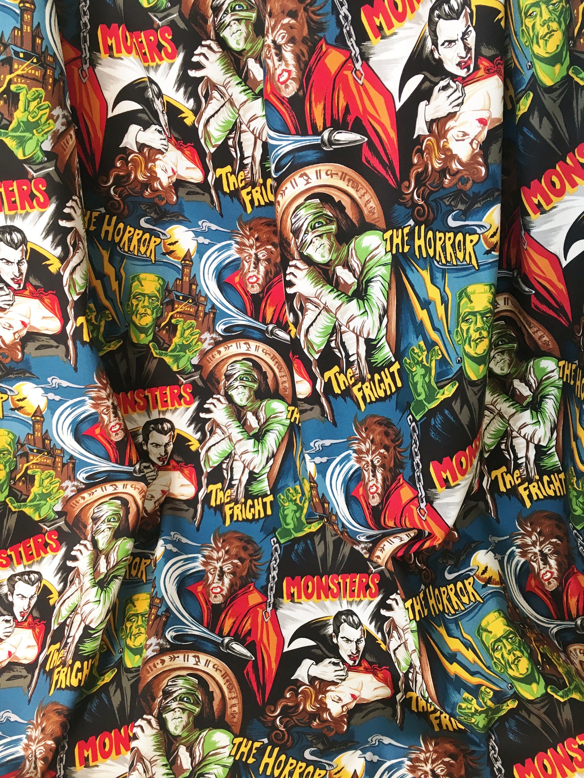 Gothic Fabric Halloween Fabric Horror Movies Pleasures & - Etsy