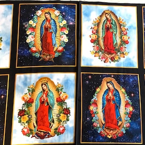 Virgin Lady of Guadalupe Fabric Panels, Nuestra Señora, Mary Fabric ...