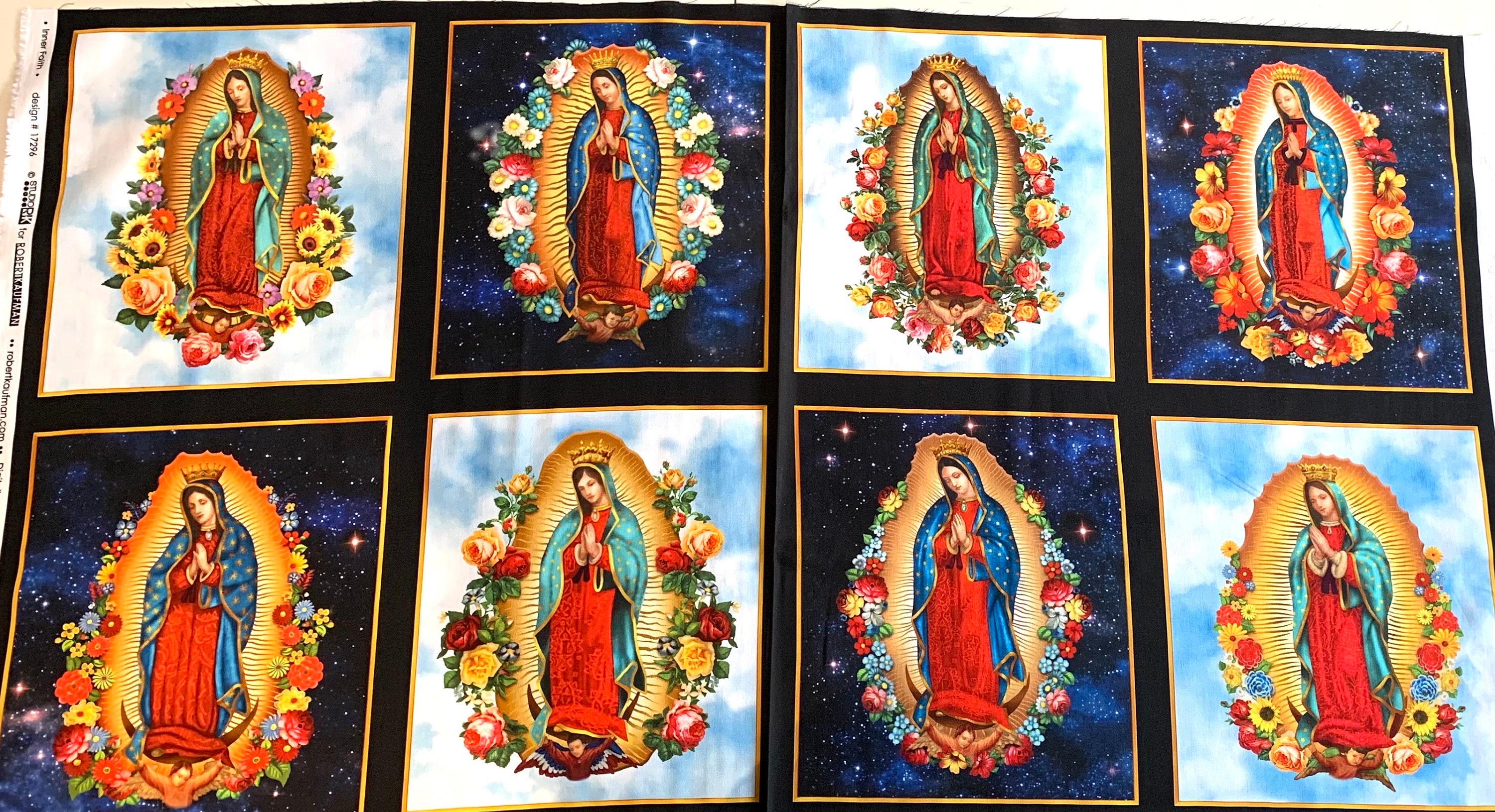 Virgin Lady of Guadalupe Fabric Panels, Nuestra Señora, Mary Fabric ...
