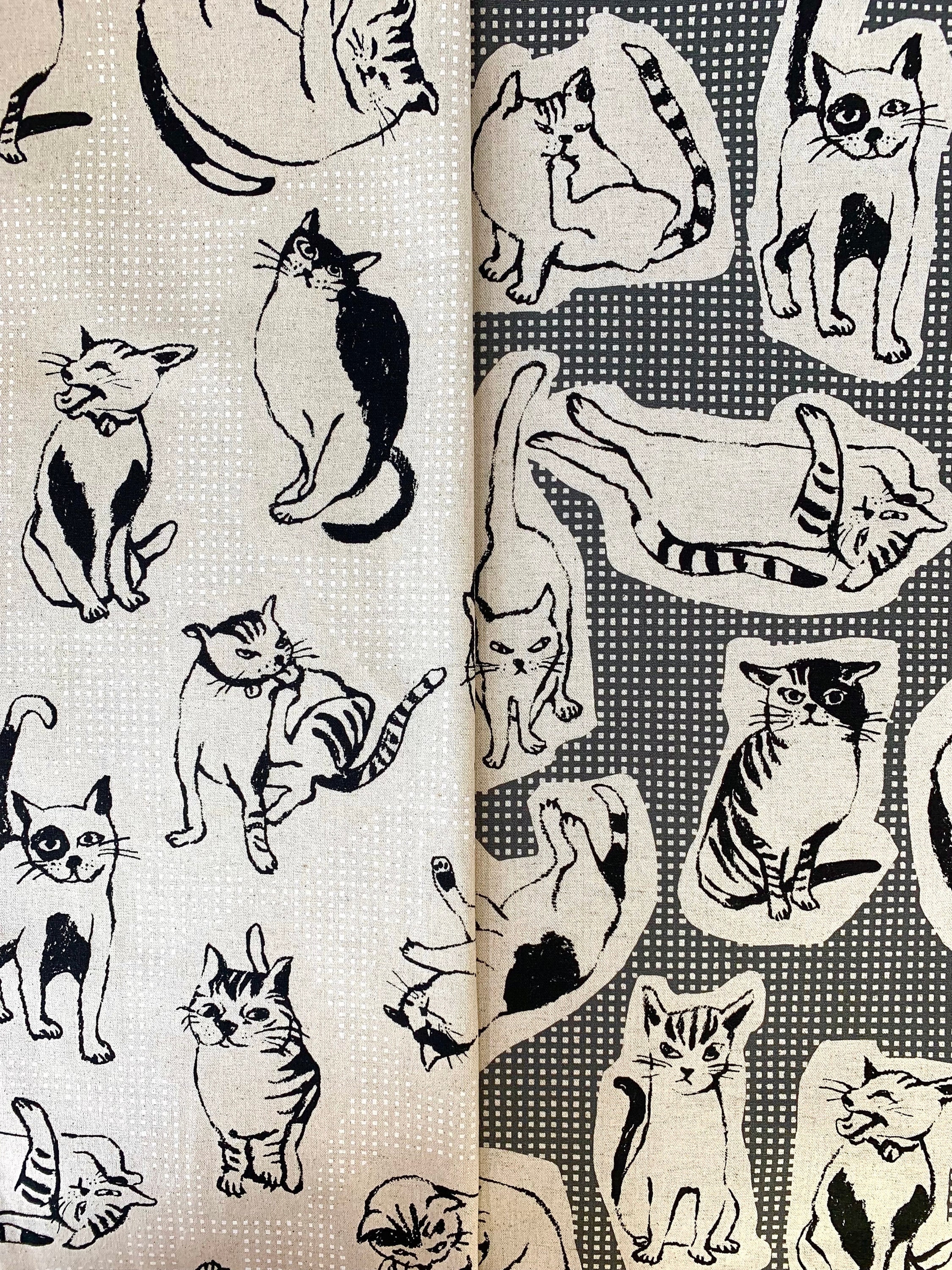 Vintage Cat Print Fabric