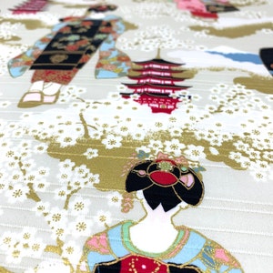Geisha Fabric, Japanese Geiko Ladies Fabric, Ivory Metallic Fabric ...