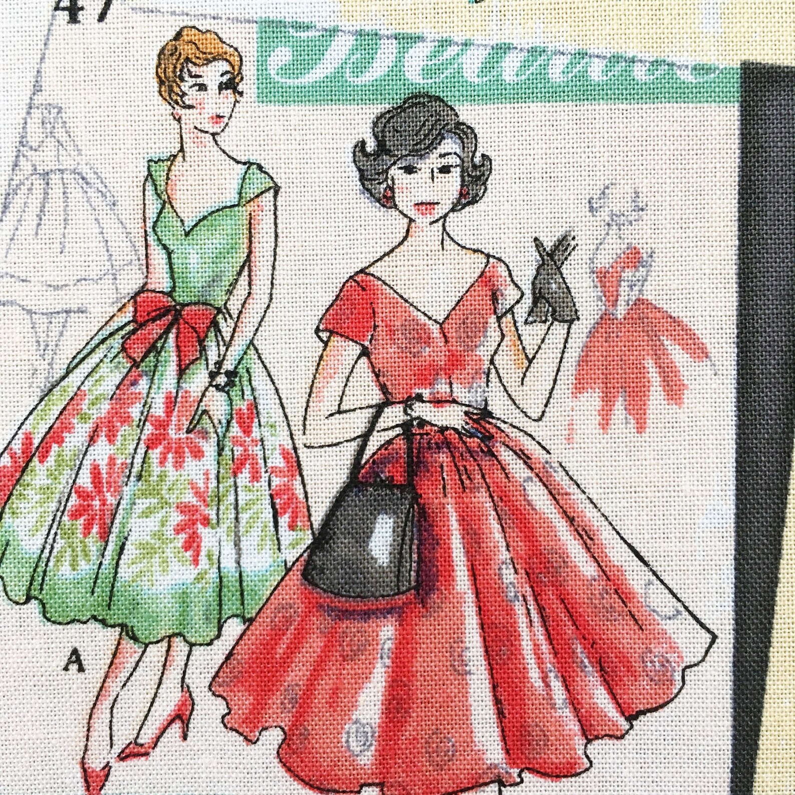 Retro Fabric, Sewing Patterns, 50s 1950s, Vintage Dressmaking Theme ...