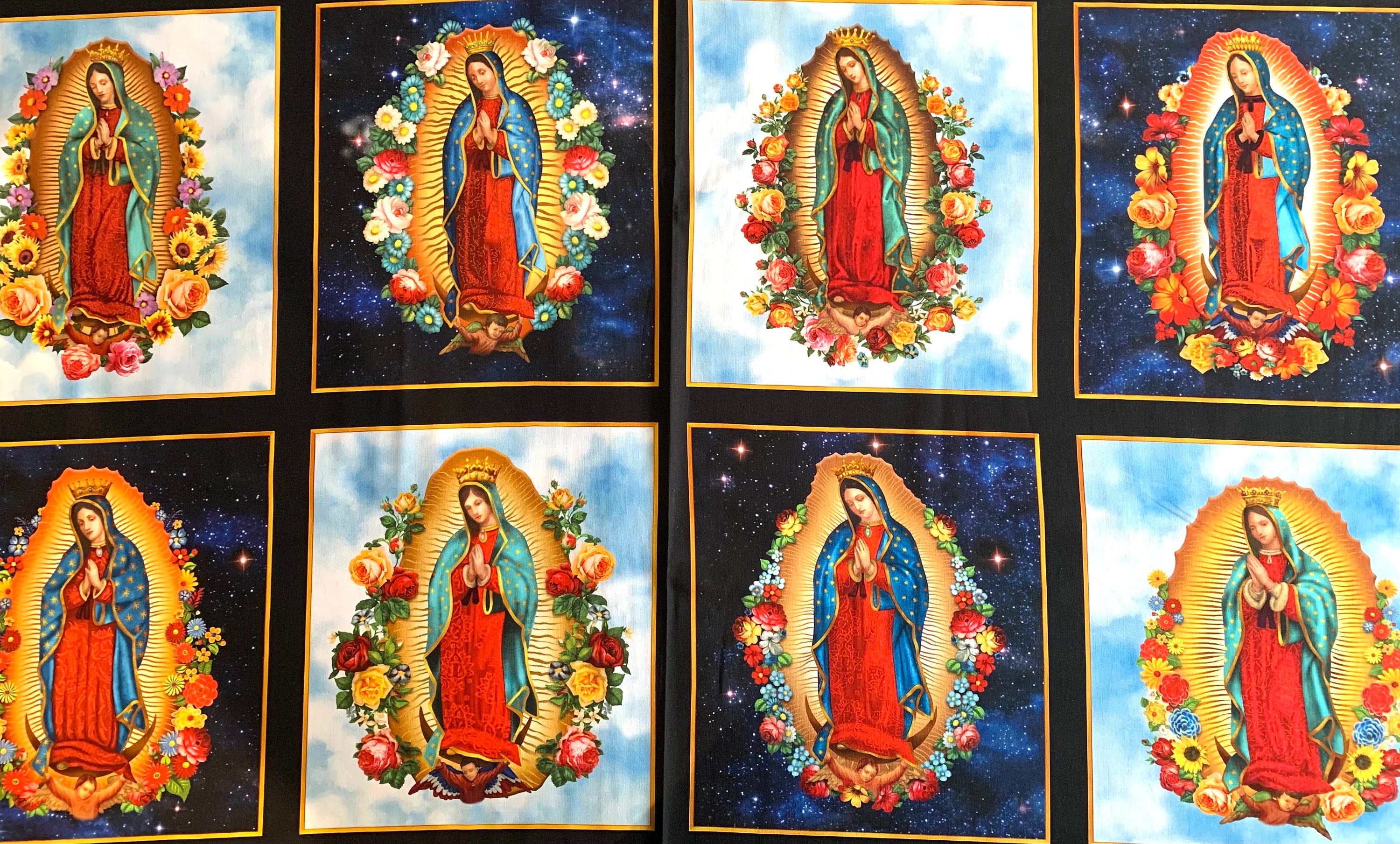 Virgin Lady of Guadalupe Fabric Panels, Nuestra Señora, Mary Fabric ...