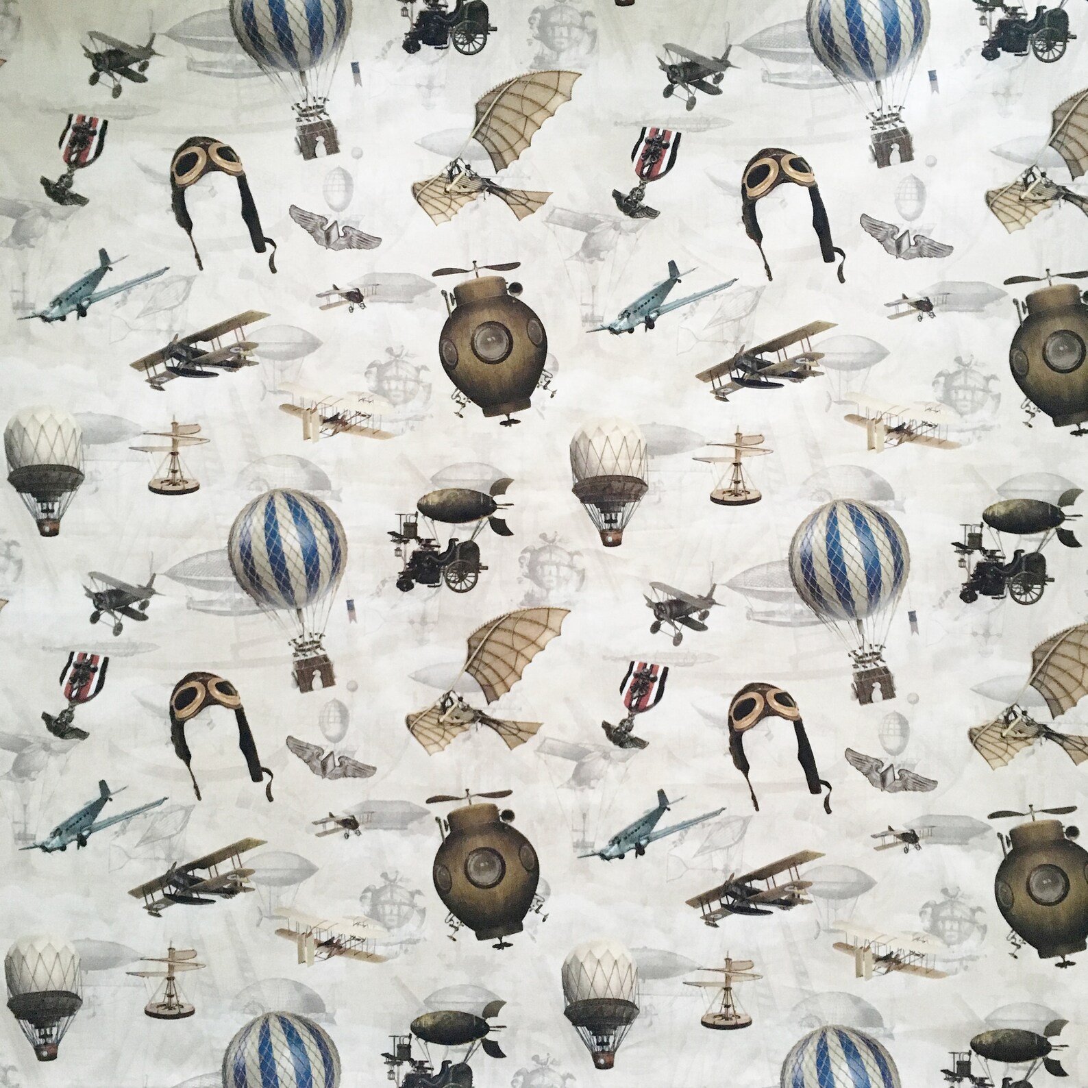Steampunk Fabric Flying Machines Fabric Planes Biplanes - Etsy Canada