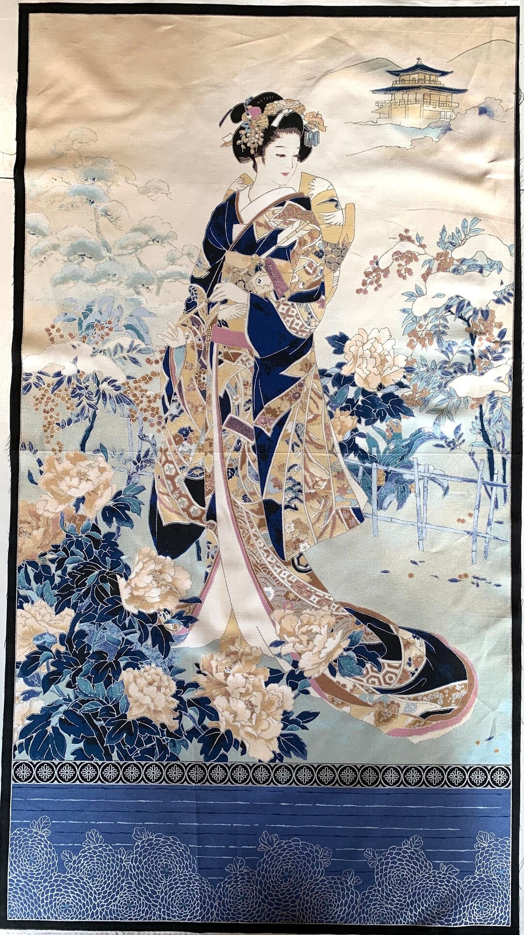 Geisha Fabric Panel Japanese Lady Maiko Silver Chinese - Etsy
