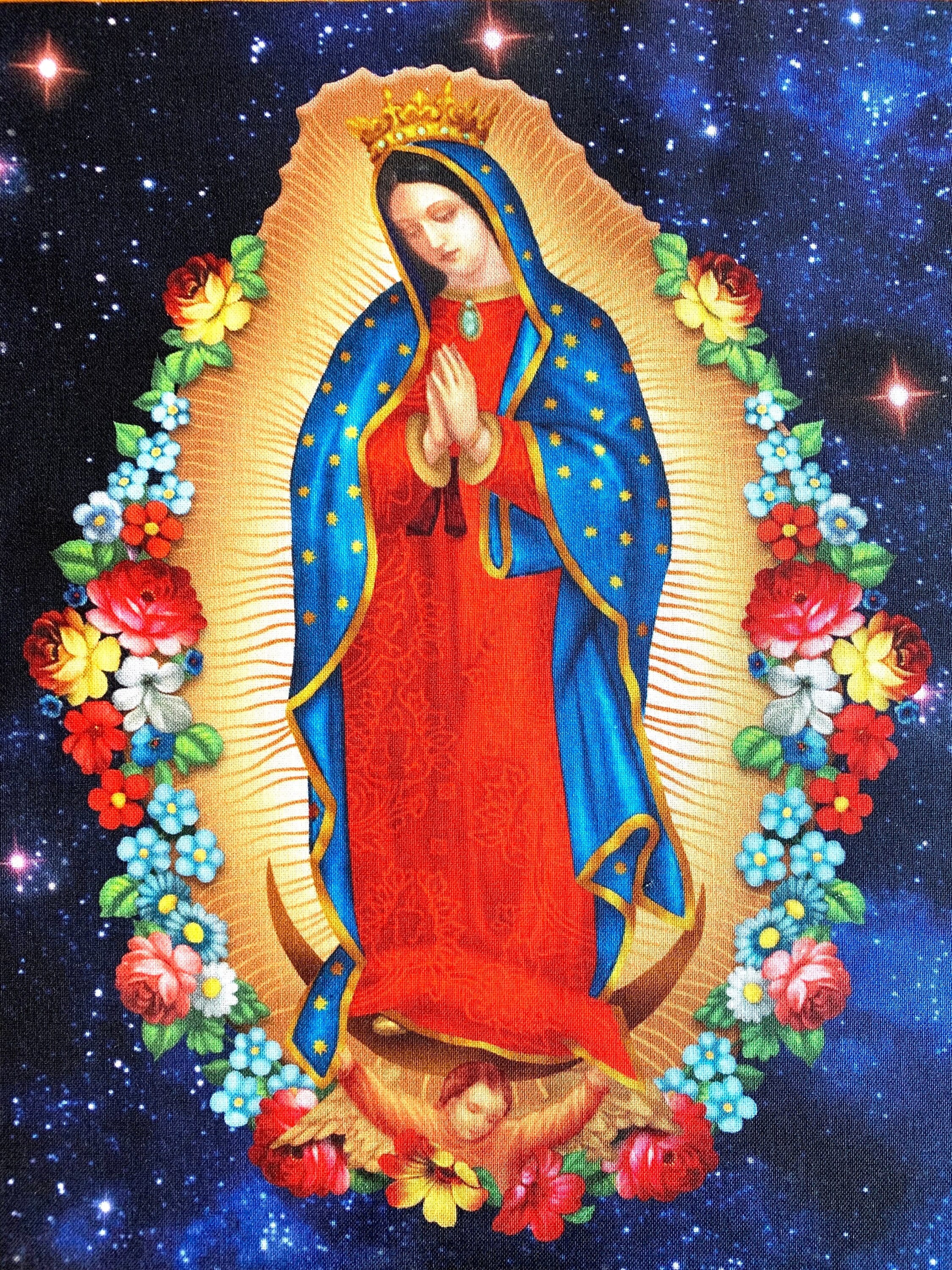 Virgin Lady of Guadalupe Fabric Panels, Nuestra Señora, Mary Fabric ...