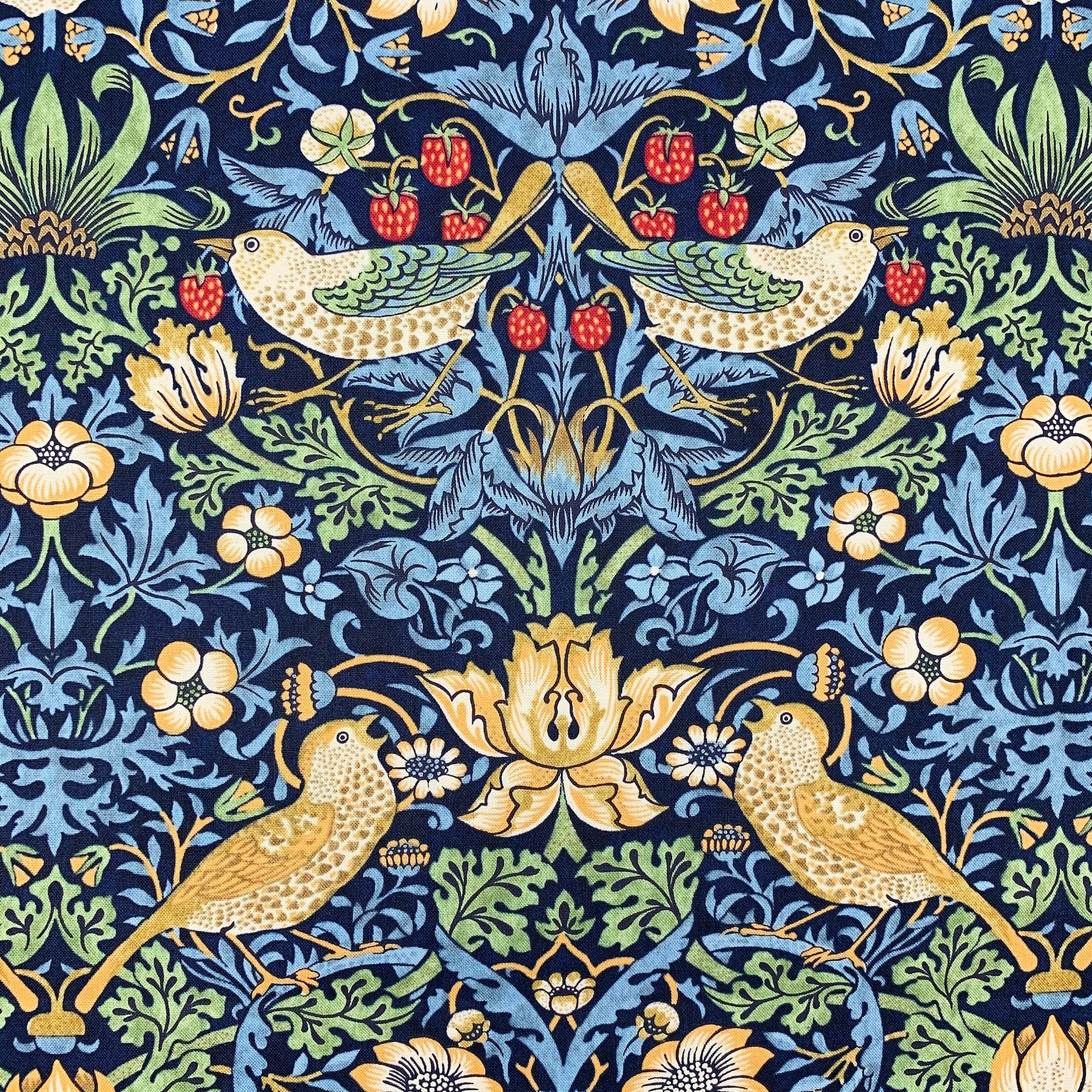 William Morris Strawberry Thief Fabric Art Nouveau Blue Bird | Etsy UK
