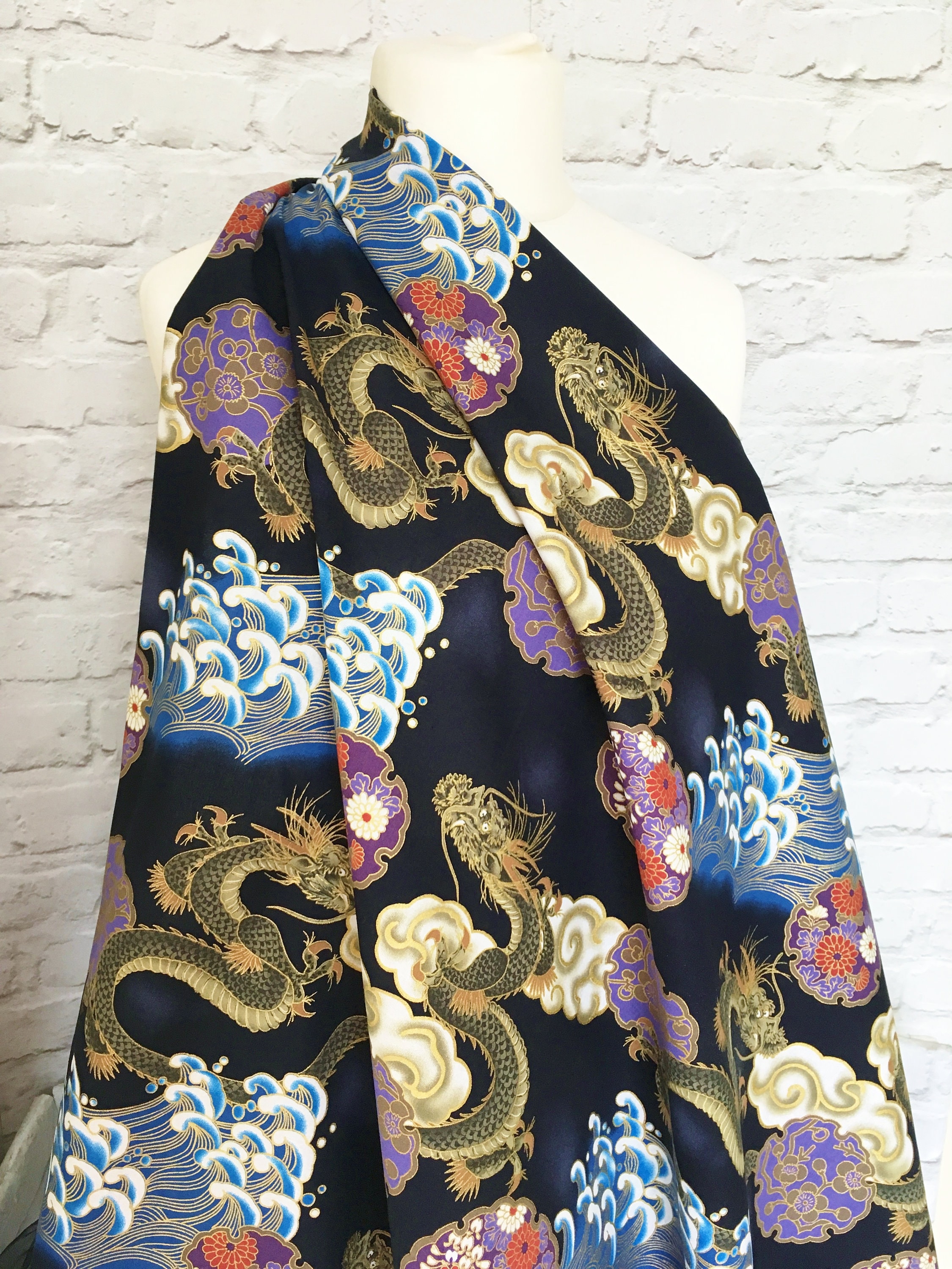 Dragons Fabric Japanese Chinese Asian or Oriental Fabric - Etsy