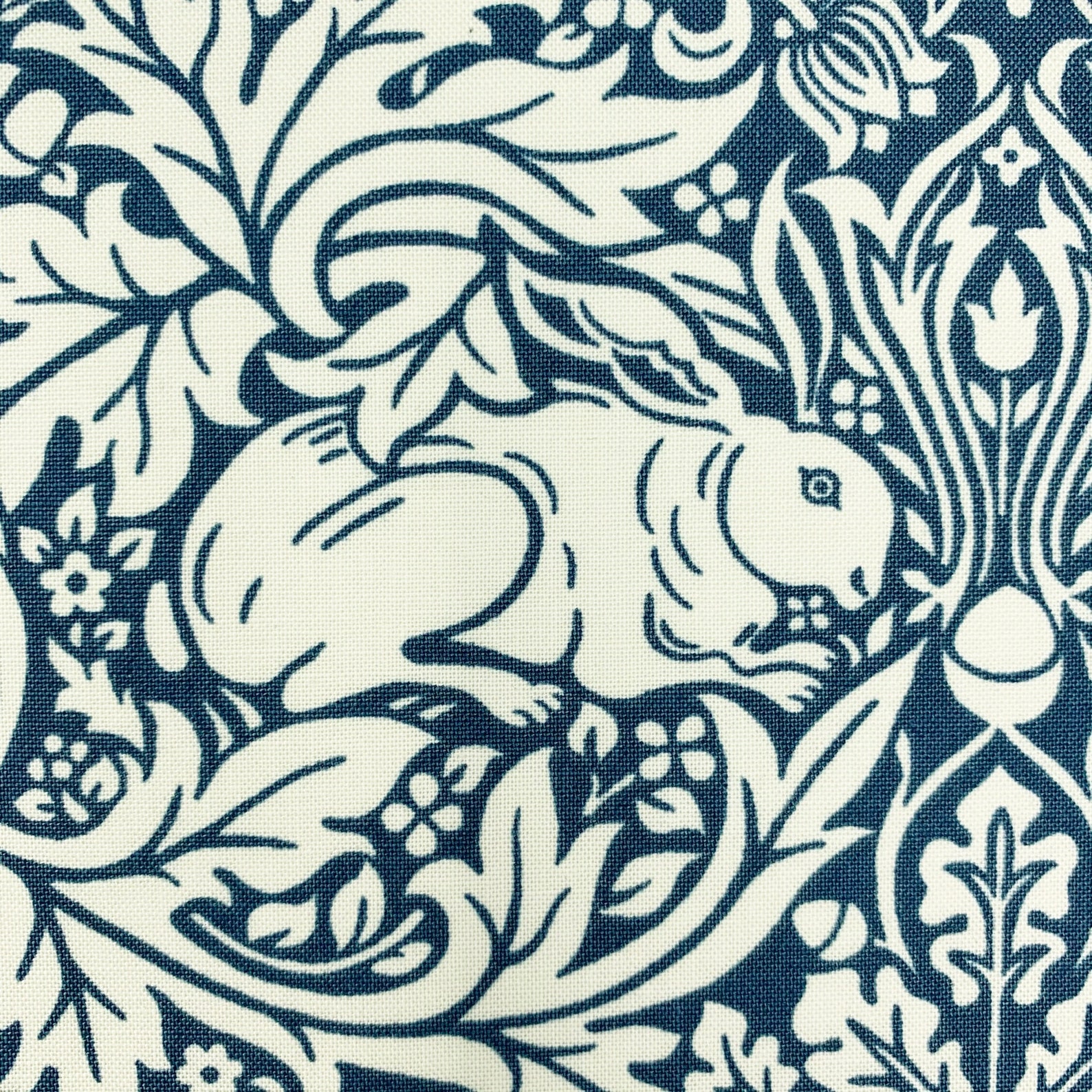 William Morris Brer Rabbit Fabric, Art Nouveau Teal or Navy Bird Print ...