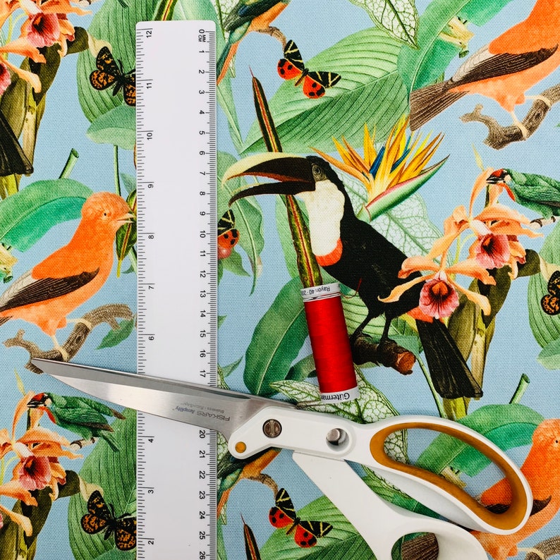 Jungle Birds Fabric Toucans Tropical Fabric Cockatoo Bird - Etsy
