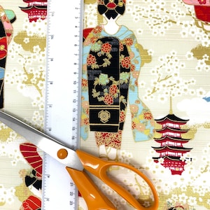 Geisha Fabric, Japanese Geiko Ladies Fabric, Ivory Metallic Fabric ...
