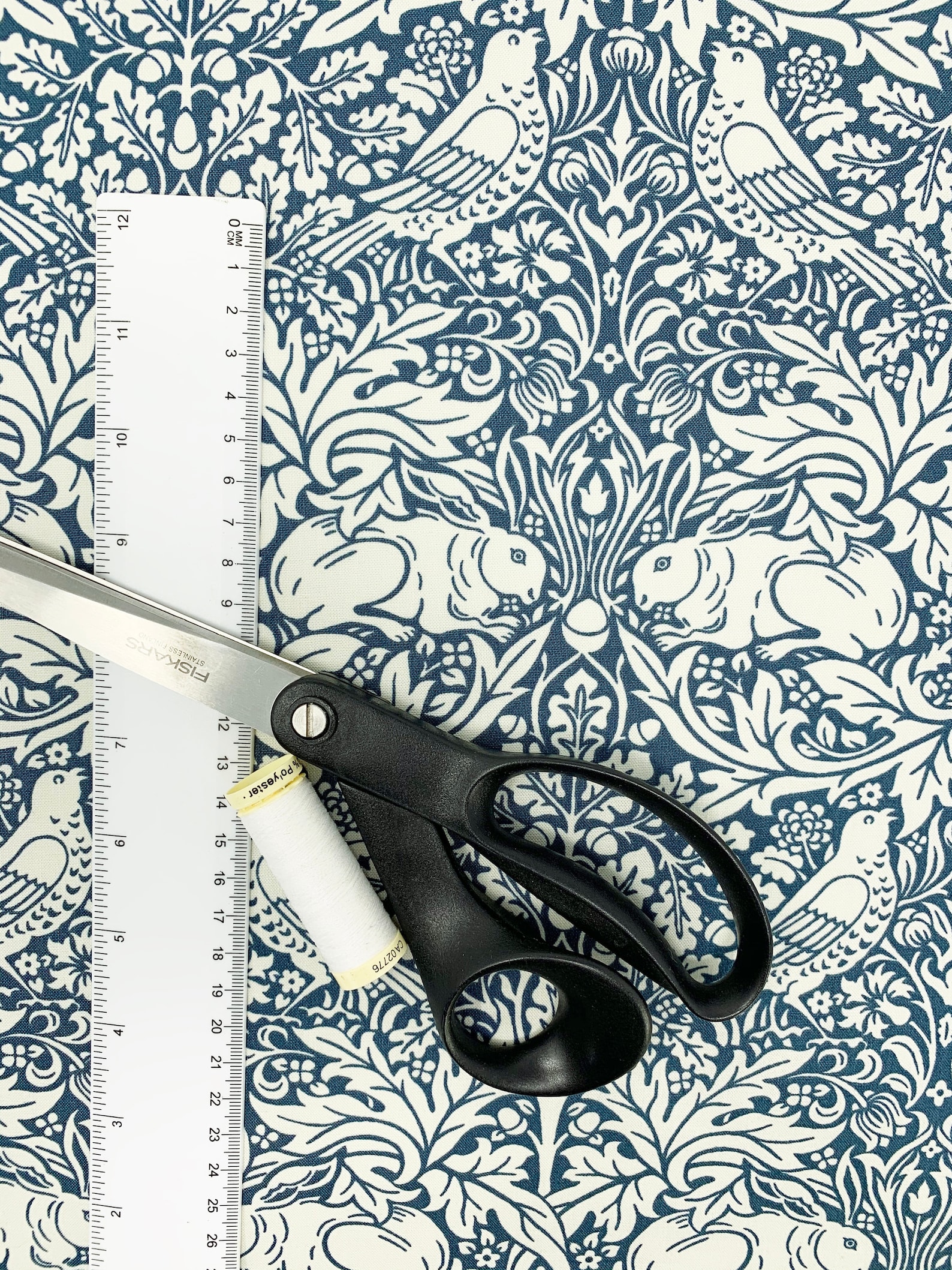 William Morris Brer Rabbit Fabric, Art Nouveau Teal or Navy Bird Print ...