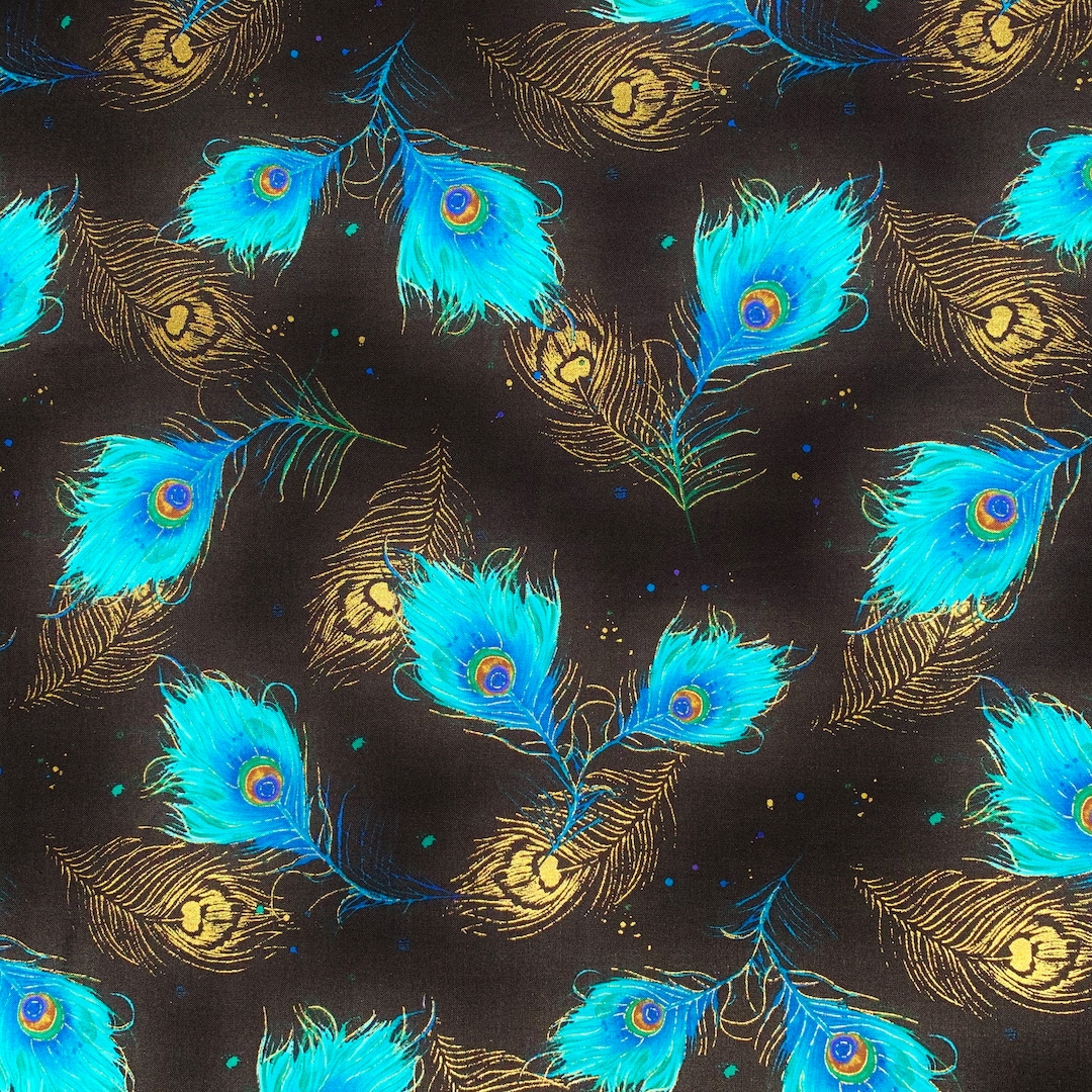 Peacock Feather Fabric, Japanese Chinese Chinoise Oriental Asian Style ...