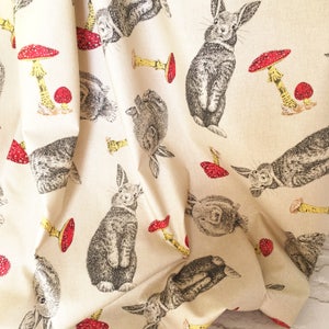 Rabbit Fabric, Rabbits & Toadstools, Bunny Fabric, Country Fabric ...