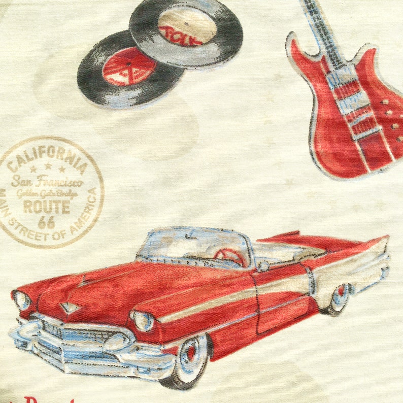 Rock N Roll Fabric Retro Fifties 50s 1950s Rockabilly - Etsy UK