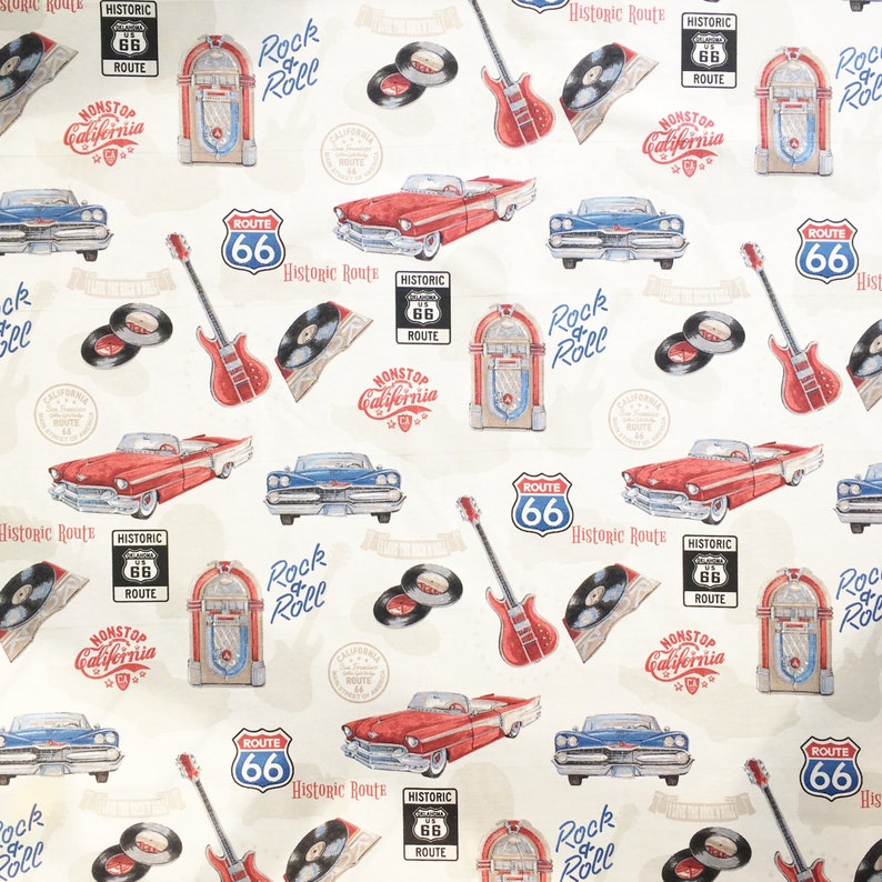 Rock N Roll Fabric Retro Fifties 50s 1950s Rockabilly - Etsy UK