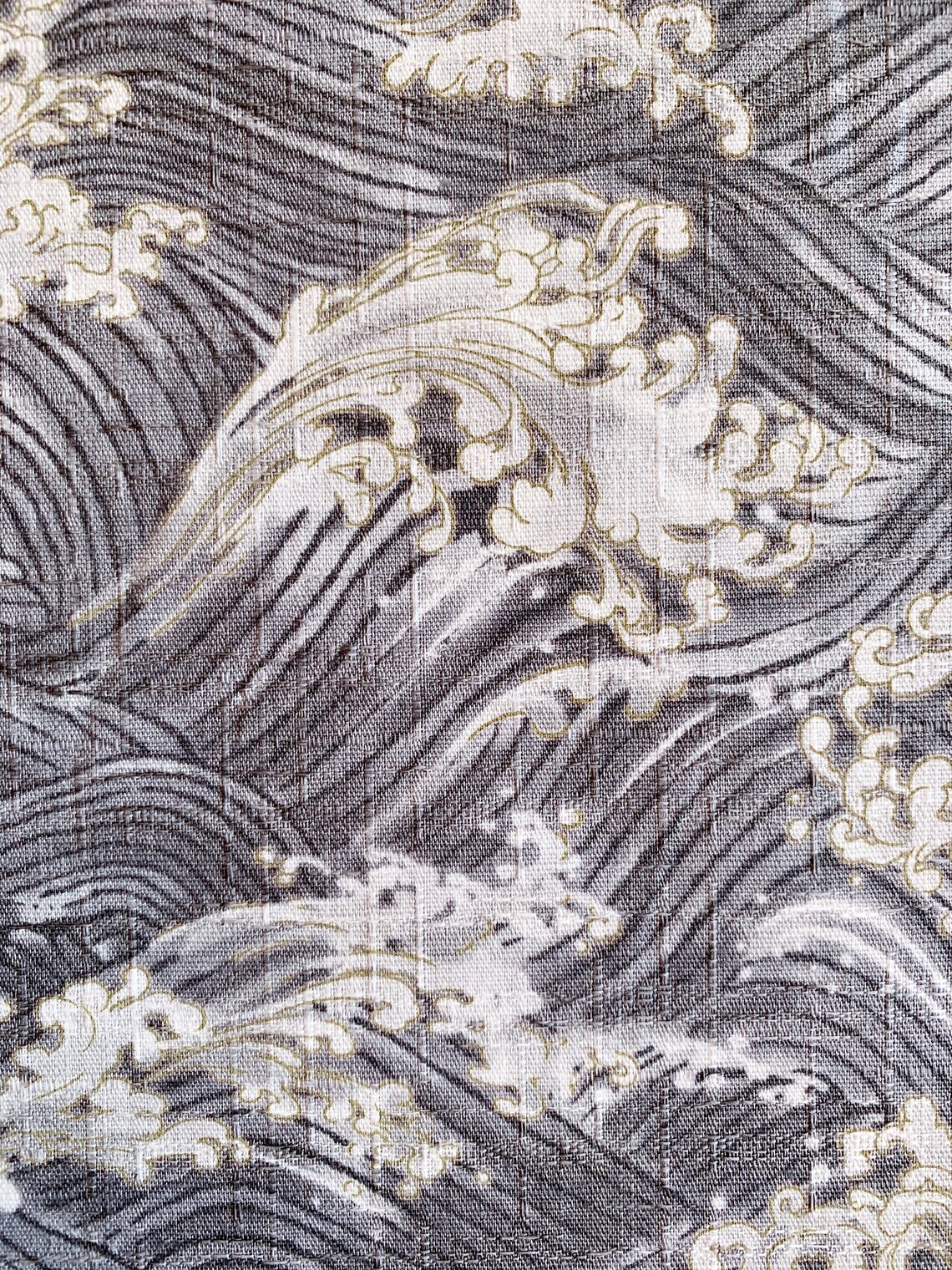 Waves Fabric Japanese Cotton Kanagawa Hokusai Sea Grey or - Etsy