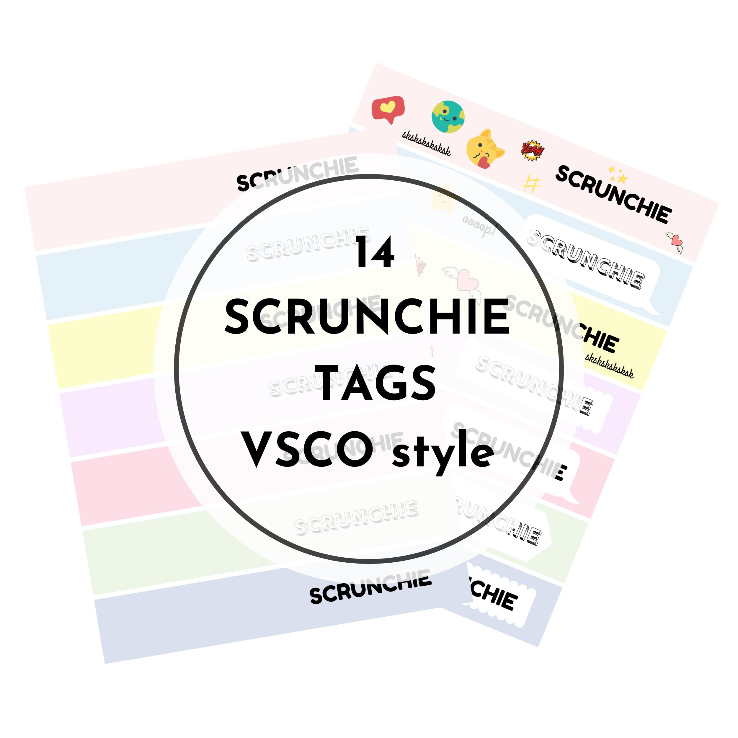 Printable scrunchie label velvet scrunchie tag printable | Etsy