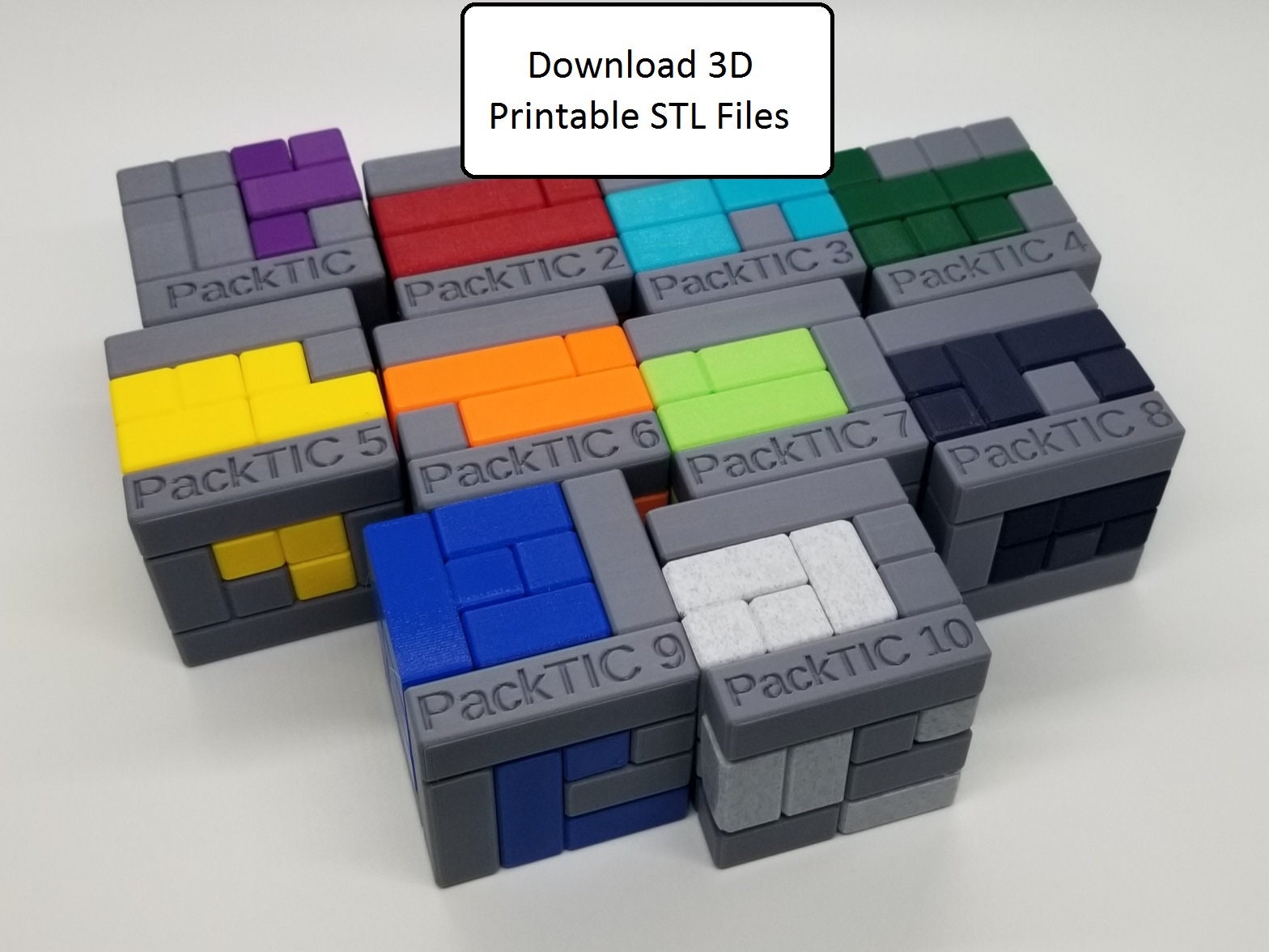 Download 3D Printable STL Files for 10 3D Packing Turning Interlocking Cube Puzzles - Etsy
