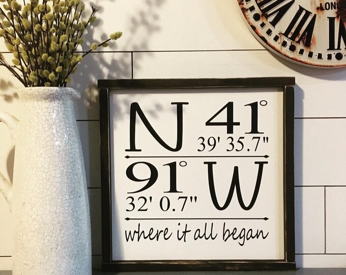 Longitude Latitude Sign, Coordinates, Farmhouse, Farmhouse Decor ...
