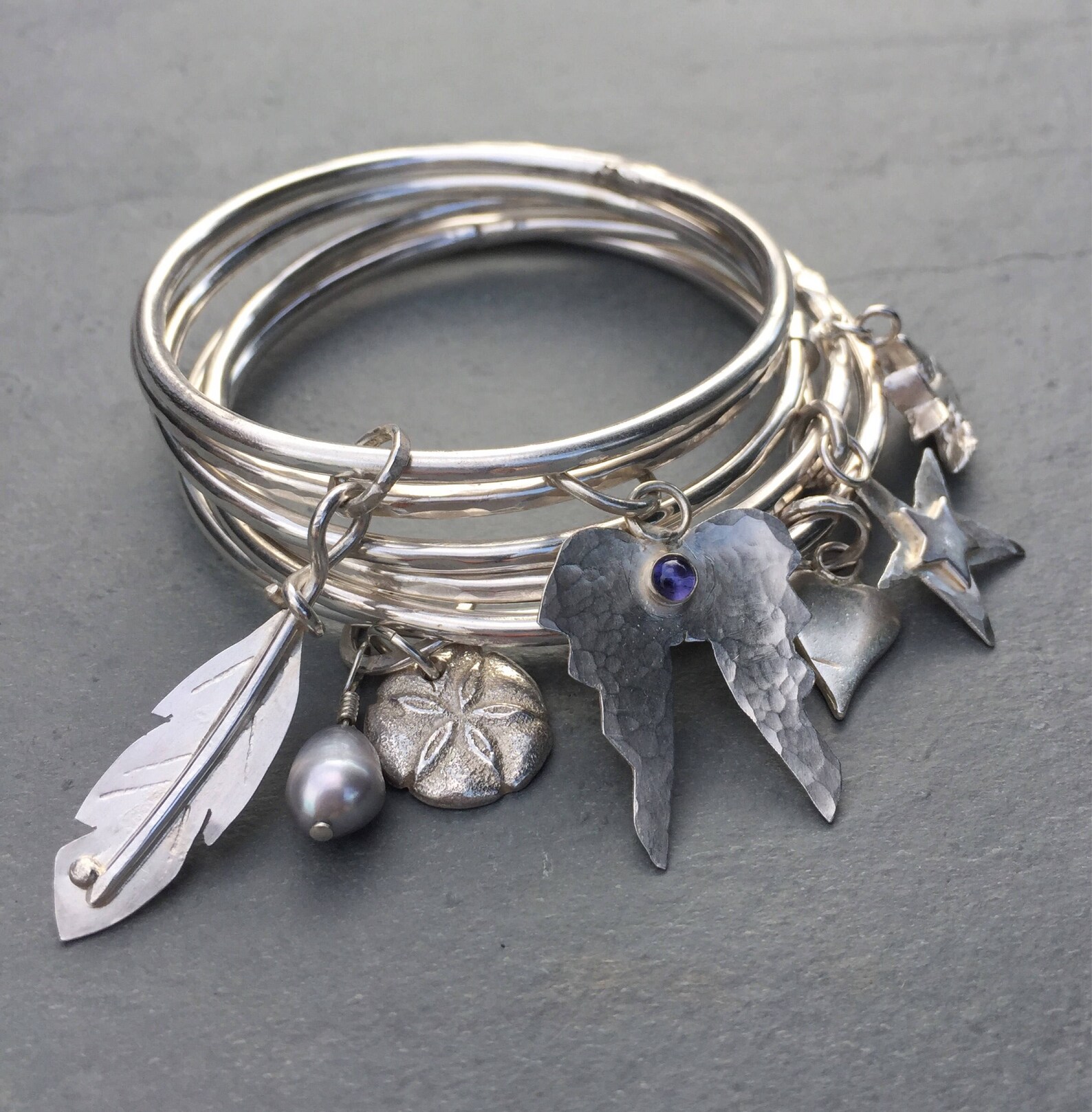 3mm Thick Sterling Silver Bangle Chunky Silver Bangle Charm - Etsy