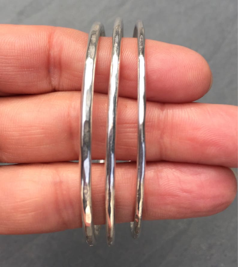 3mm thick sterling silver bangle chunky silver bangle charm | Etsy