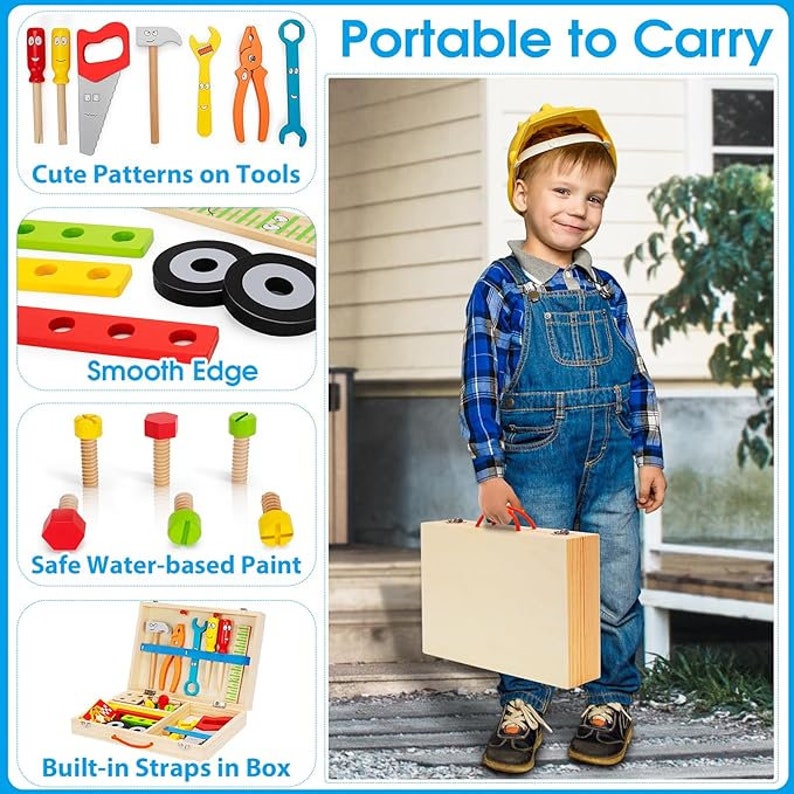 Personalized Wooden Tool Box | Children's Tool Set | STEM Learning Toy ...
