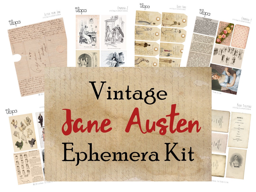 Printable Vintage Ephemera Jane Austen Collage Sheet Instant Download ...