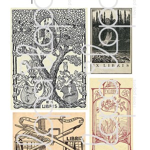 Digital Vintage Ex Libris Label Bookplate Cards Ephemera - Etsy