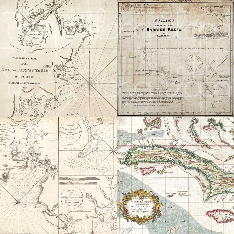 Digital Old Vintage Sea Map Paper 300 Dpi 12x12 - Etsy